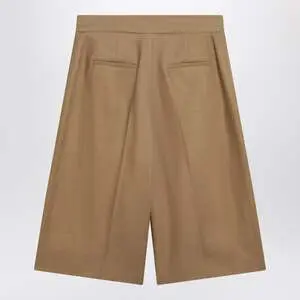 Max Mara Sand-colored Linen Bermuda Shorts - Cream