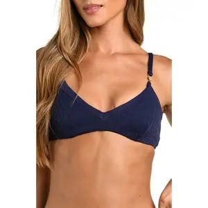 L'AGENCE Cable Knit Underwire Bralette Bikini Top - Midnight