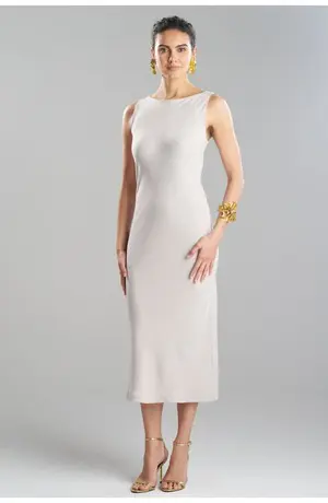 Natori Stretch Crepe Tank Column Dress - Pearl