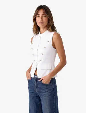 Koton Mandarin Collar Knit Vest With Decorative Buttons