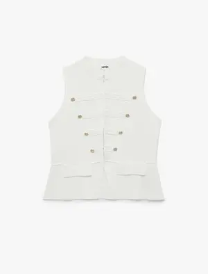 Koton Mandarin Collar Knit Vest With Decorative Buttons