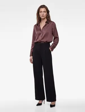 Koton High Rise Tailored Wide Leg Trousers With Pleat