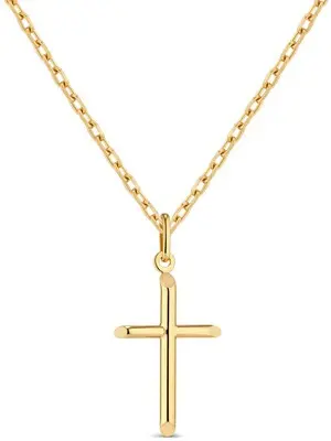 DEVATA Cross Tube Pendant With Cable Chain Necklace - Gold