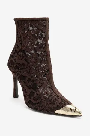 PROLOGUE SHOES Cliff Lace Stiletto Boot - Brown