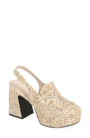 CECILIA NEW YORK Pirate Genuine Calf Hair Slingback Platform Loafer Pump - Snake