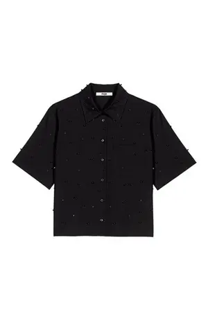 Maje Shirt With Rhinestones And Beads
