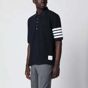Thom Browne Navy Cotton Polo Shirt - Blue
