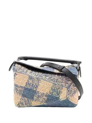 Loewe 2010-2026 Small Raffia Puzzle Bag Satchel - Blue