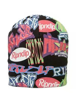 RIPNDIP Out Here Tour Graffiti-print Beanie Hat - Black