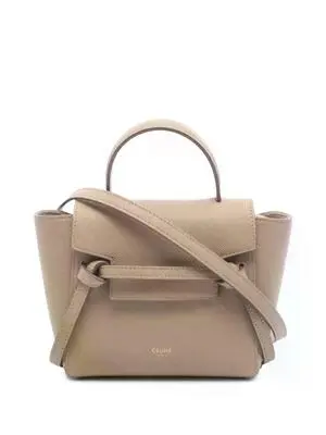 Celine 2000-2026 Pico Grained Calfskin Belt Bag Satchel - Neutrals