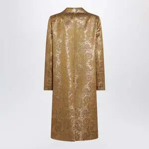 Dries Van Noten Single-breasted Coat With Gold Jacquard Pattern - Silver
