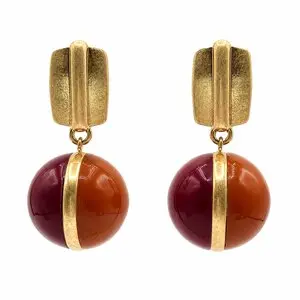 MICHAEL NASH JEWELRY Dina Tobacco And Burgundy Two Tone Drop Earrings - Brown