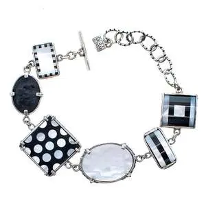 GEM KINGDOM Black / White Black And White Geometric Bracelet - Black/white