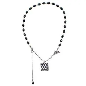 GEM KINGDOM And White Polka Dot Necklace - Black