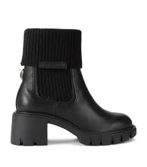 Kurt Geiger Leather Rib-trim Snug Ankle Boots - Black