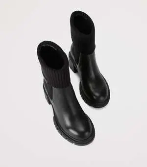 Kurt Geiger Leather Rib-trim Snug Ankle Boots