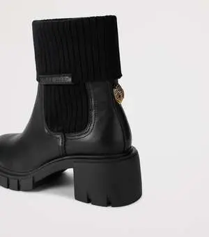 Kurt Geiger Leather Rib-trim Snug Ankle Boots