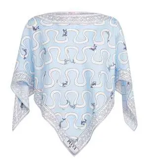 Emilio Pucci Silk Printed Cape - Blue
