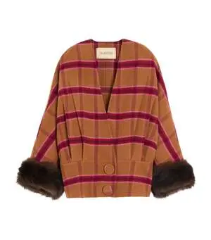 Valentino Garavani Wool Check Wrap Jacket - Grey