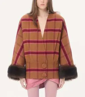 Valentino Garavani Wool Check Wrap Jacket