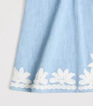 Valentino Garavani Embroidered Denim Midi Skirt