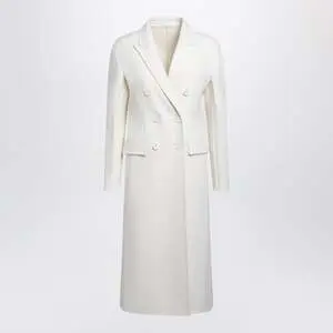 Fendi Wool Blend Ivory Double-breasted Coat - White