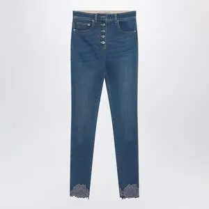 Valentino Garavani Medium Slim Jeans With Lace - Blue
