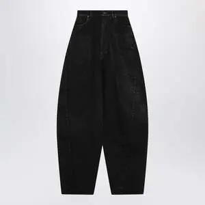 Balenciaga Cotton Denim Barrel Trousers - Black