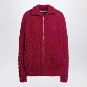 Prada Raspberry Virgin Wool Cardigan - Red