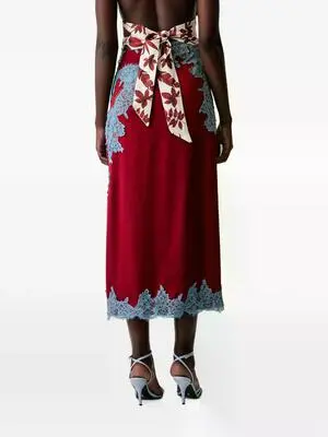 NEVER FULLY DRESSED Lace-appliqué Midi Skirt
