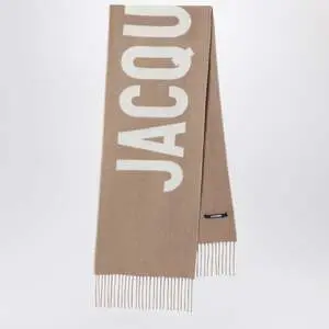 Jacquemus Taupe Wool Scarf With Logo - Brown