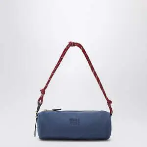 Miu Miu Cotton Gabardine Pouch In Indigo And Amaranth - Blue
