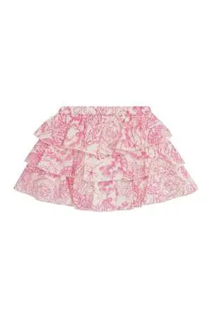 YOUNG VERSACE Ruffled Cotton Mini Skirt