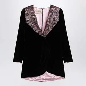 Valentino Garavani Short Velvet Dress With Lace - Black