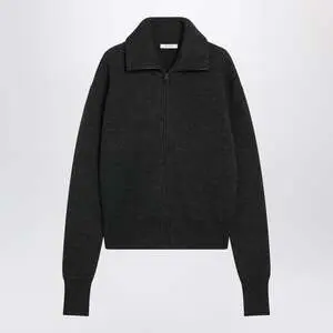LEMAIRE Grey Melange Zip-up Cardigan In Virgin Wool