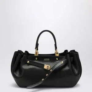 Balenciaga Small Leather Fan Carry All Bag - Black