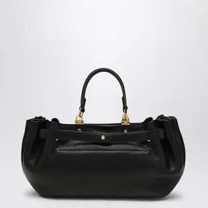 Balenciaga Small Leather Fan Carry All Bag - Black