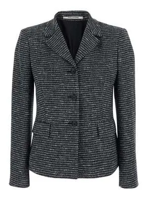 TAGLIATORE Tagliatore Daria Slim Single-Breasted Check Jacket With Notched Lapels