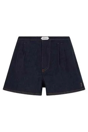 Jacquemus Plissetted Mini Denim Shorts With Elastic Waist