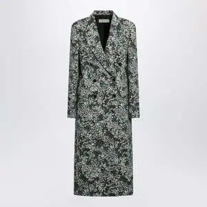 Dries Van Noten Dries Van Noten Double-Breasted Coat With Floral Jacquard Pattern Women Blue