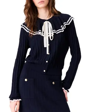 Maje Lanitier Tie Neck Button Front Top