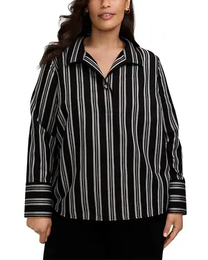 Foxcroft Catalina Lurex Striped Shirt