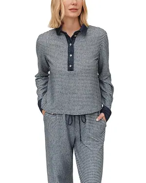 Bella Dahl Contrast Polo Shirt - Heathered