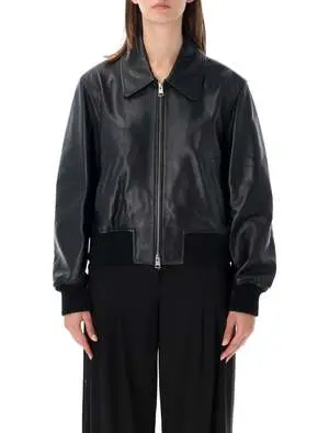 AMI Ami Paris Leather Bomber Jacket