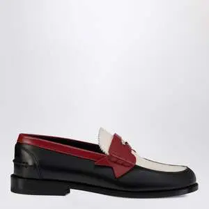 CHRISTIAN LOUBOUTIN New Penny /white/red Leather Loafers - Black