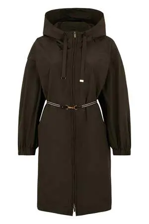 Max Mara Water-repellent Taffeta Parka Jacket With Hood & Belt