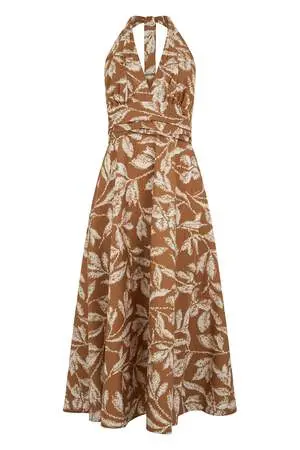 Max Mara Maxi Midi Cotton Dress With Print