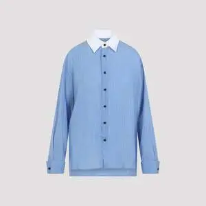 Bottega Veneta Striped Viscose-cupro Shirt - Blue