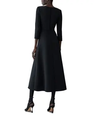 Carolina Herrera Embellished Bow Trim Midi Dress