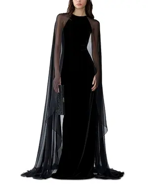 Carolina Herrera Round Neck Cape Gown